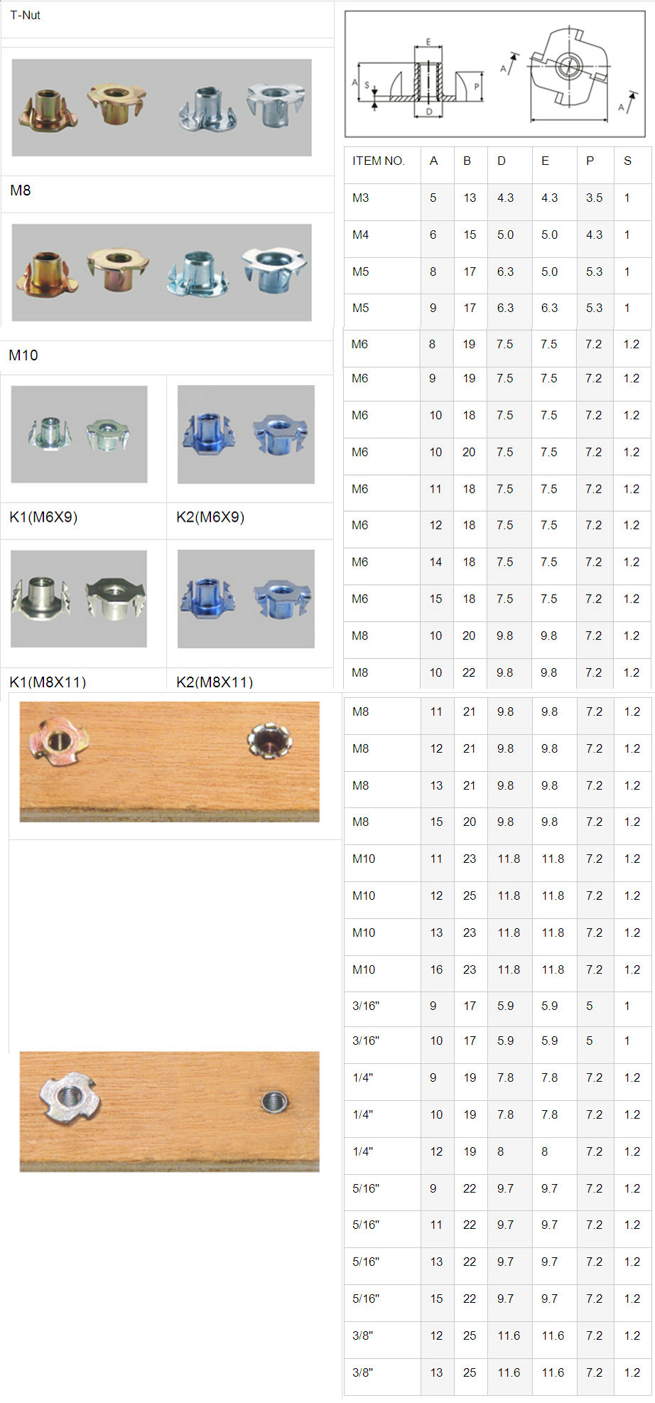 M5 X 8mm T Nut 4 Prong Tee Nuts - KYA FASTENERS